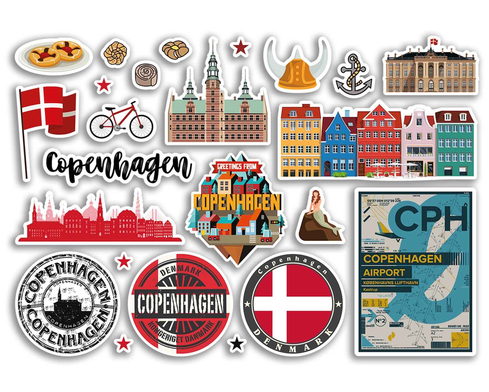 A5 Sticker Sheet Copenhagen Landmarks Vinyl Stickers Denmark - Etsy UK