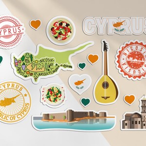 A5 Sticker Sheet Cyprus Landmarks Vinyl Stickers - Europe Map Airport ...