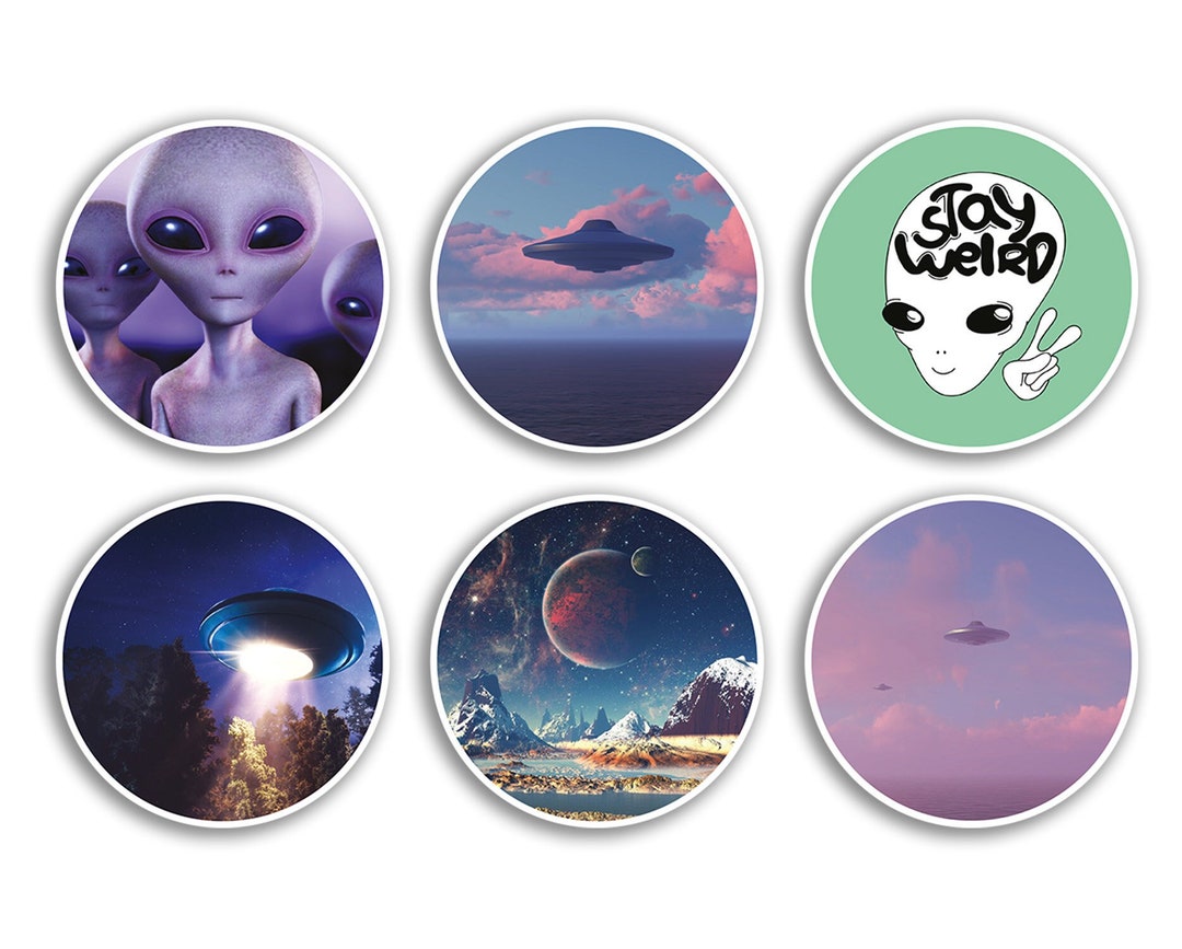 6 X 10cm Alien Vinyl Stickers UFO Outer Space Stay Weird - Etsy