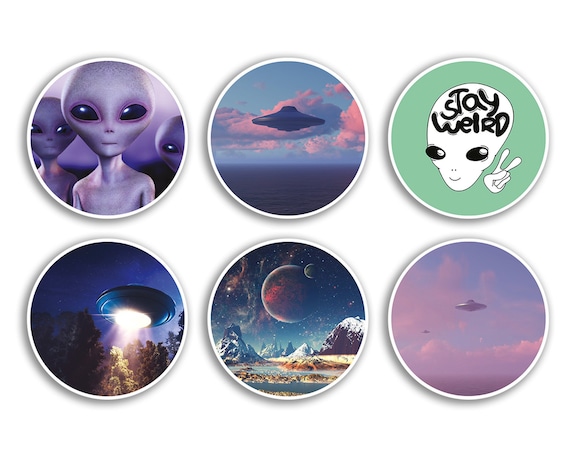 6 X 10cm Alien Vinyl Stickers UFO Outer Space Stay Weird - Etsy