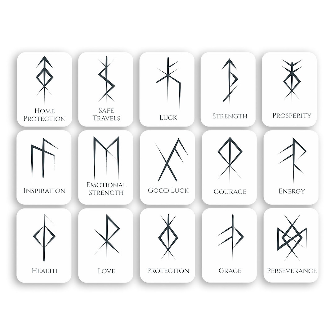 1 X A4 Viking Symbols Vinyl Stickers - Esoteric Fortune Positive Runes ...