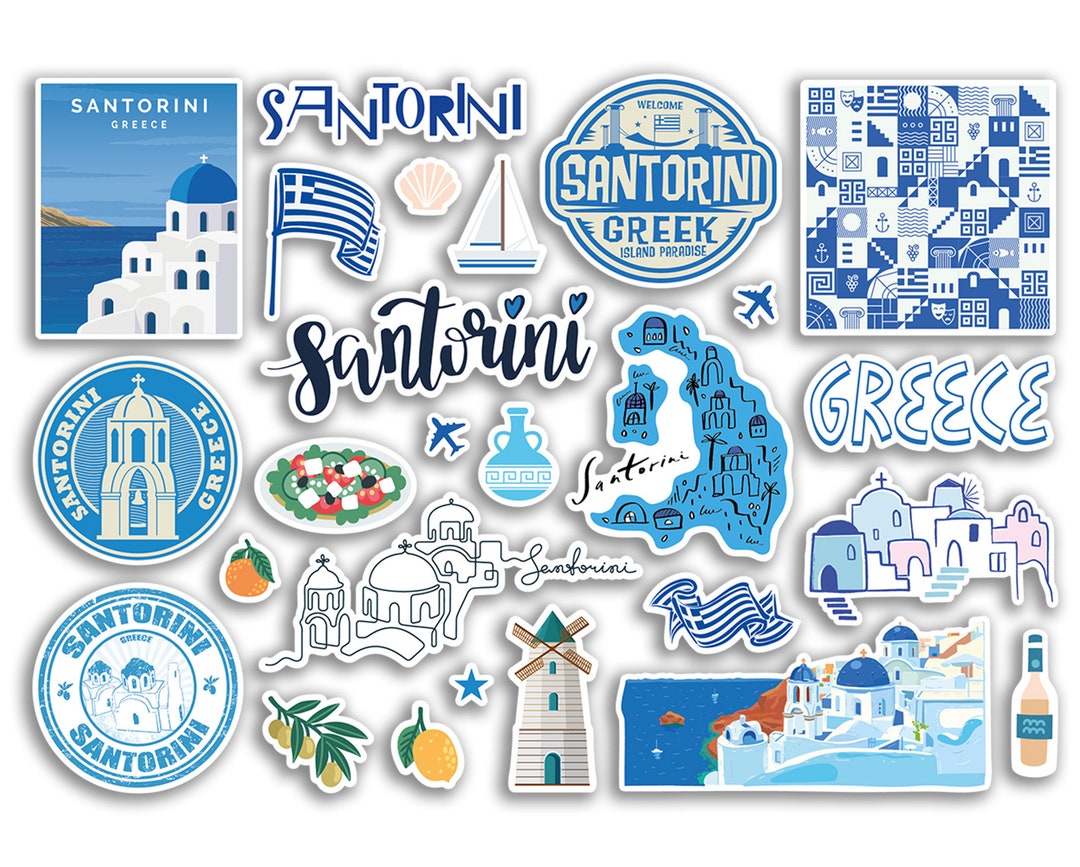 A5 Sticker Sheet Santorini Landmarks Vinyl Stickers - Greece Greek ...