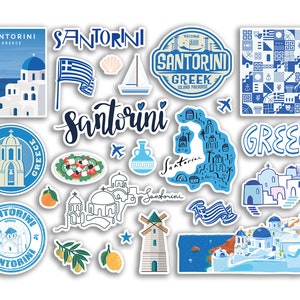 A5 Sticker Sheet Santorini Landmarks Vinyl Stickers - Greece Greek ...
