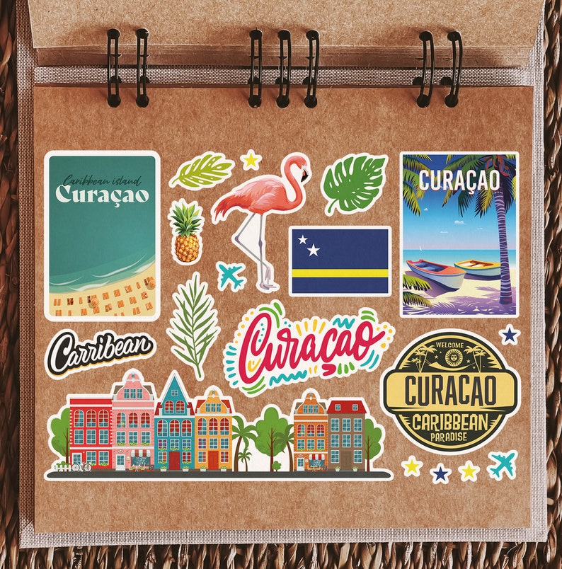 A5 Sticker Sheet Curacao Vinyl Stickers - Caribbean Scuba Diving Summer ...