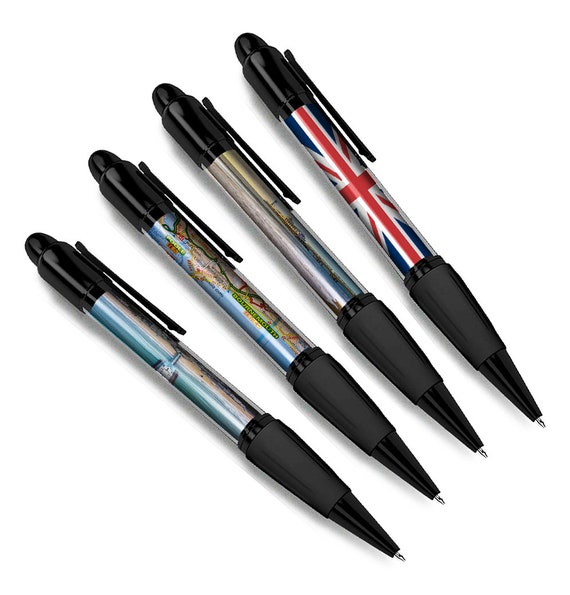 Set of 4 Bournemouth Black Ballpoint Pens City Flag Beach Map England Holiday Travel Friends Boys Girls Men Women Theme Pen Gift 79507
