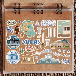 A5 Sticker Sheet Athens Landmarks Vinyl Stickers - Greece Greek Beach ...