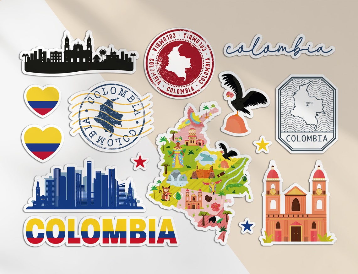 A5 Sticker Sheet Colombia Landmarks Vinyl Stickers Colombian - Etsy UK