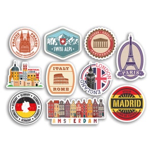 A5 Sticker Sheet European Landmarks Vinyl Stickers - Europe Map Airport ...