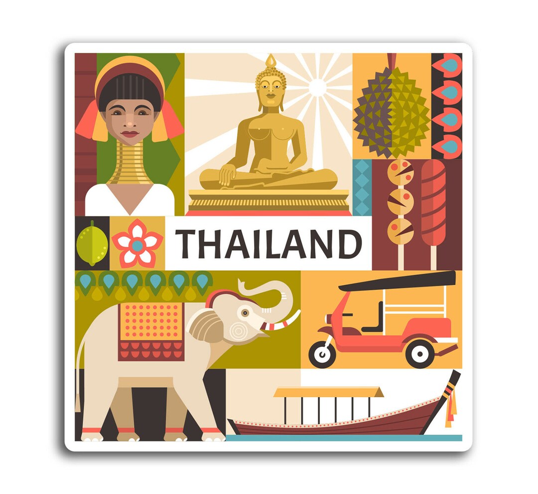 2 X 10cm Thailand Vinyl Stickers - Asia Holiday Adventure Landmarks ...