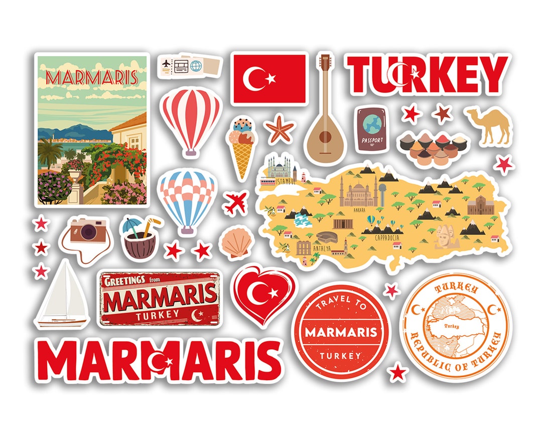 A5 Sticker Sheet Marmaris Landmarks Vinyl Stickers - Turkish Turkey ...