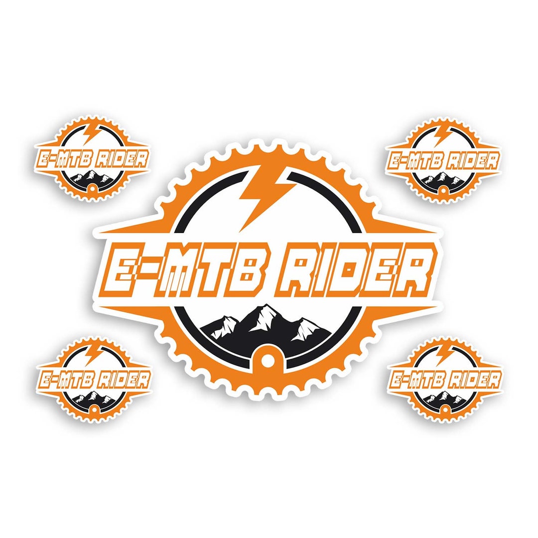 1 X A5 E-MTB Rider Vinyl Stickers - Orange Biker MTB Mountain Bike Men ...