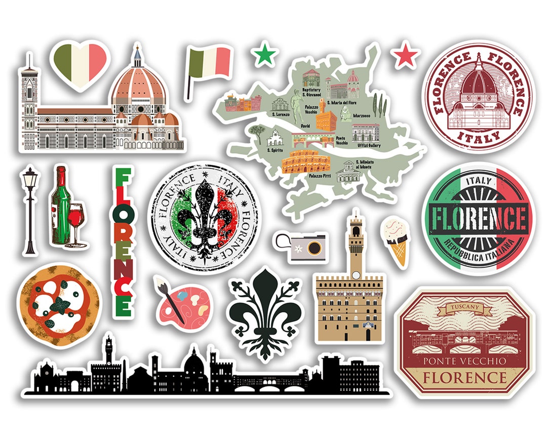 A5 Sticker Sheet Florence Landmarks Vinyl Stickers - Italy Beach ...