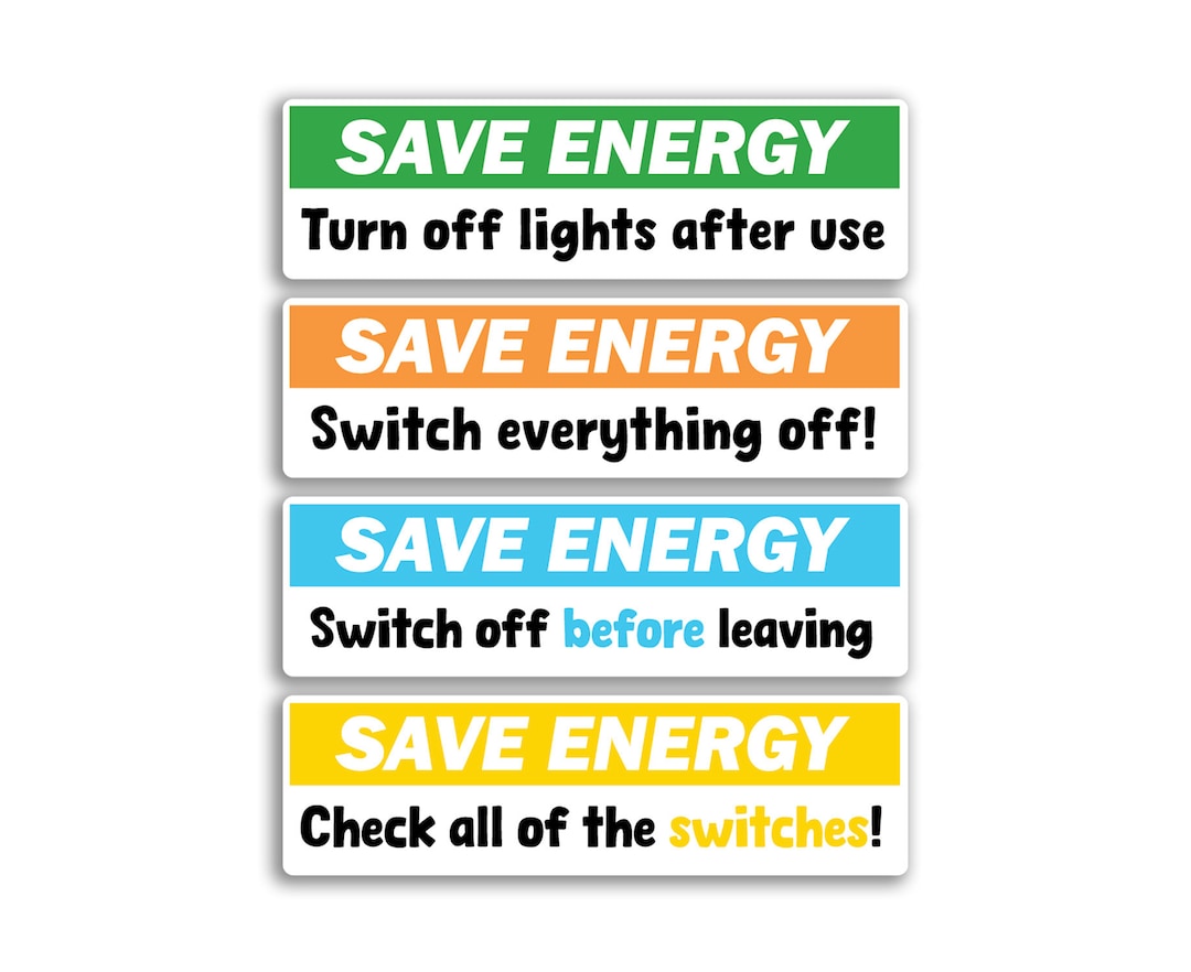 4 X Check Switches Vinyl Stickers - Warning Switch Save Energy Light ...