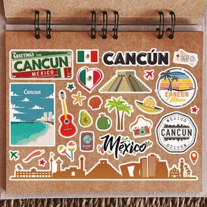 A5 Sticker Sheet Cancun Landmarks Vinyl Stickers Mexican Mexico Beach ...