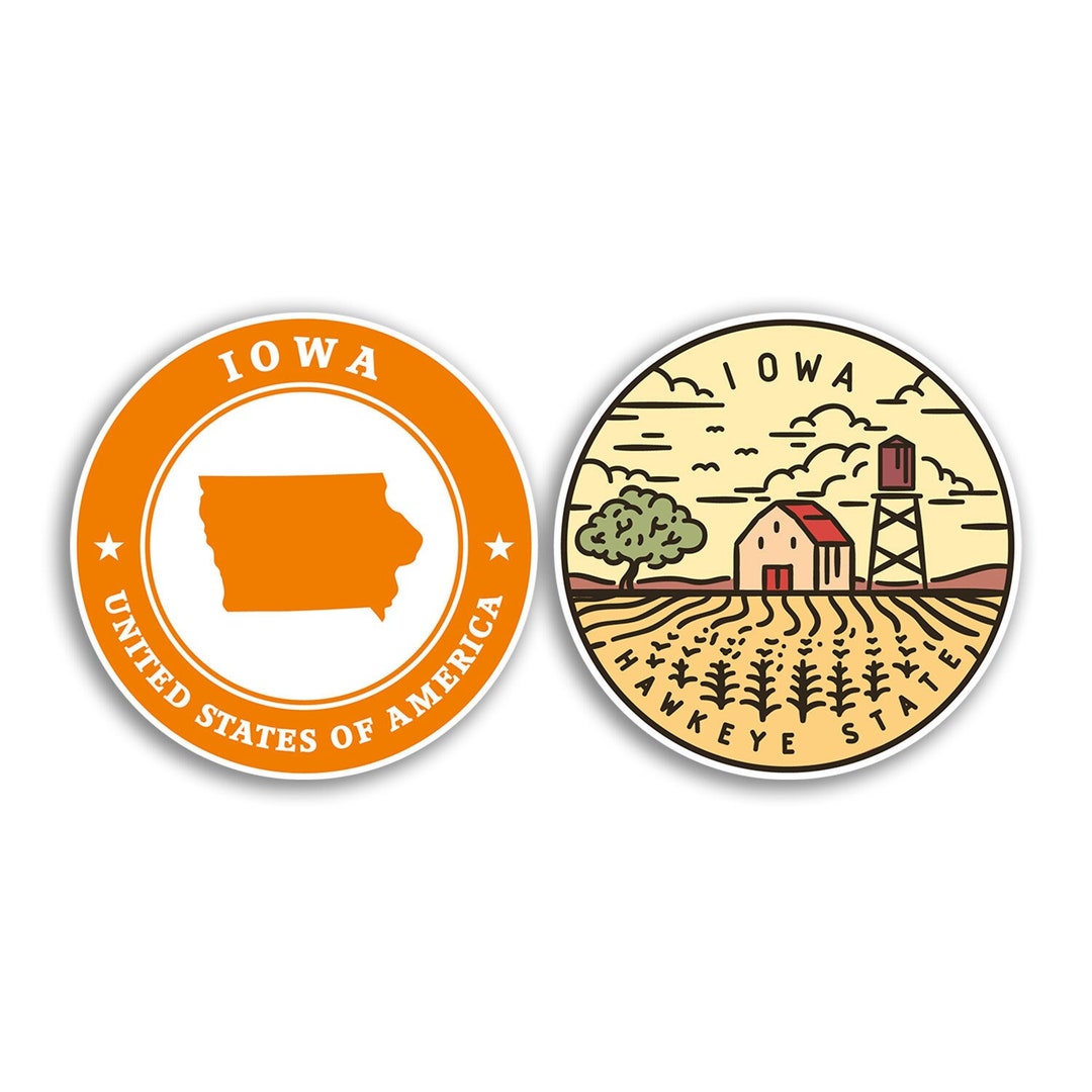 2 X 10cm Iowa Vinyl Stickers - USA States America Map Flag Holiday ...