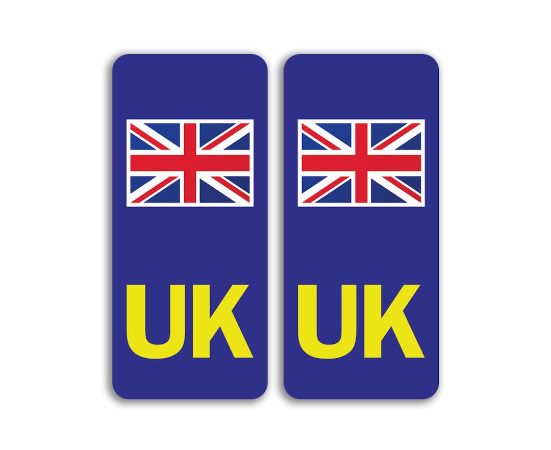 2 X UK Motorbike Numberplate Vinyl Stickers - Flag Abroad Travel Bike ...