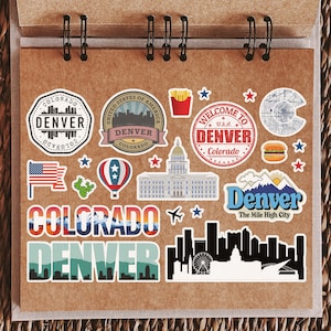 A5 Sticker Sheet Denver Landmarks Vinyl Stickers Colorado USA America ...