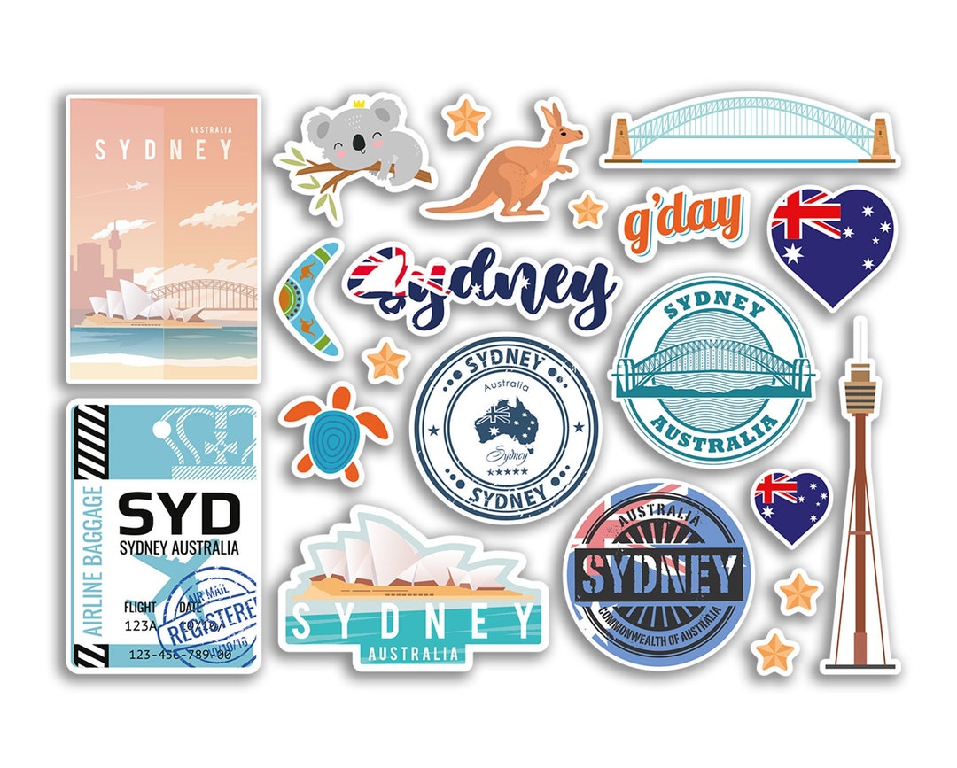 A5 Sticker Sheet Sydney Landmarks Vinyl Stickers - Australia City Map ...