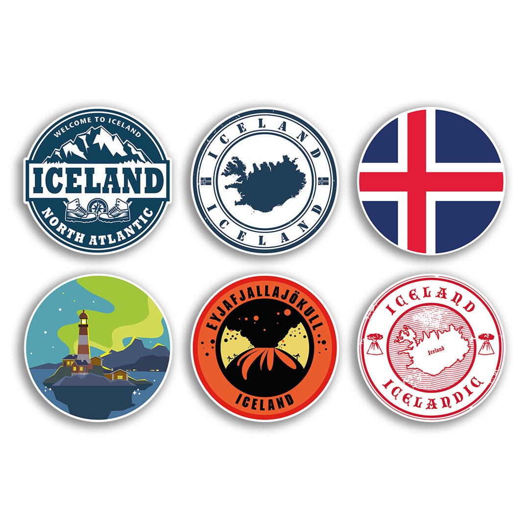6 X 10cm Iceland Vinyl Stickers - Icelandic Scandinavia Country City ...