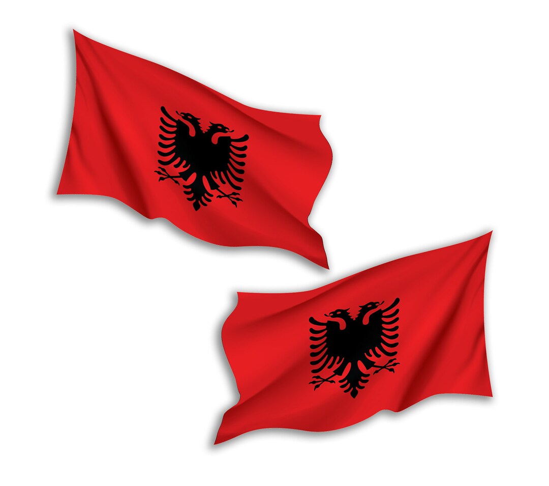 2 X 10cm Waving Albania Flag Vinyl Stickers - Albanian Travel Adventure ...