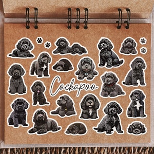 A5 Sticker Sheet Black Cockapoo Vinyl Stickers Dogs Puppy Cavapoo Pets ...