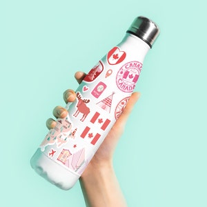 A5 Sticker Sheet Canada Pink Landmarks Vinyl Stickers Canadian Map ...