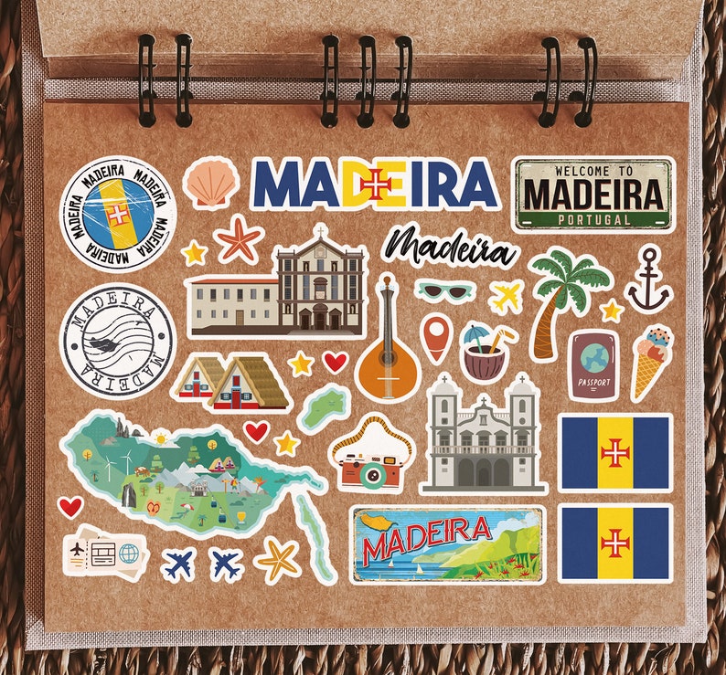 A5 Sticker Sheet Madeira Landmarks Vinyl Stickers - Portugal Beach ...
