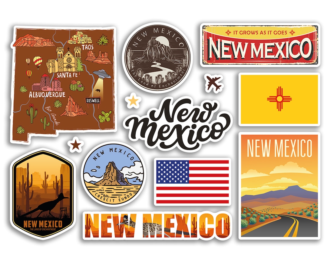 A5 Sticker Sheet New Mexico Landmarks Vinyl Stickers USA American ...
