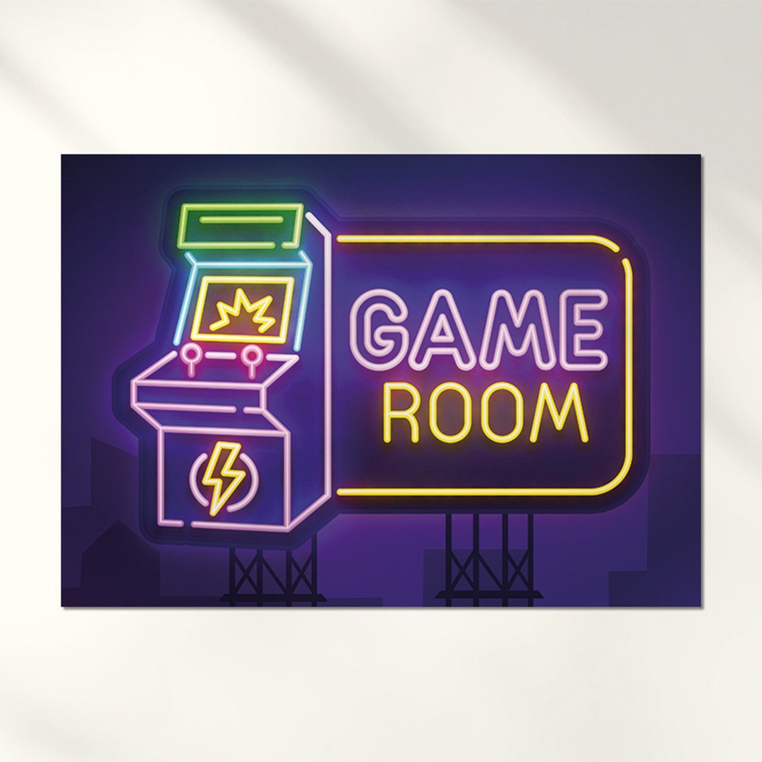 1 X Neon Game Room Sign Poster Retro Arcade Gamer Gaming Boys Teen ...