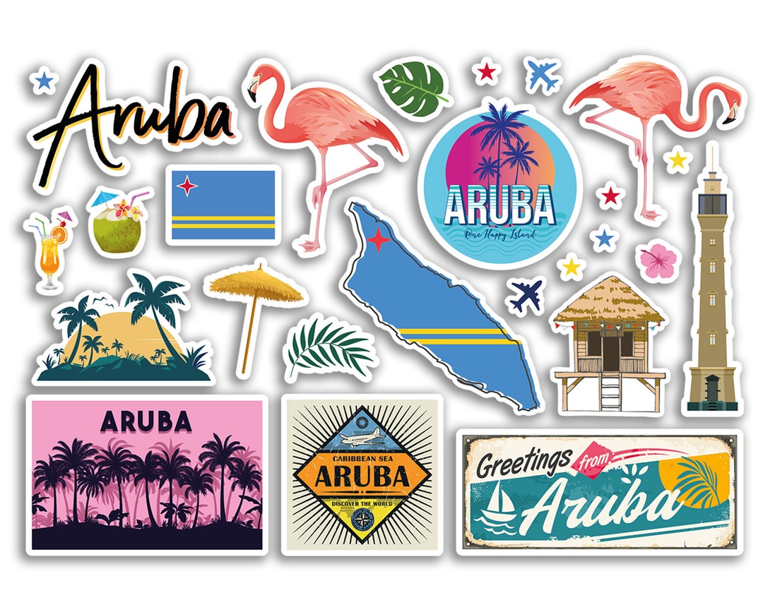 A5 Sticker Sheet Aruba Landmarks Vinyl Stickers - Caribbean Island ...