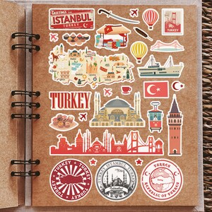 A4 Sticker Sheet Turkey Landmarks Vinyl Stickers - Turkish Istanbul Map ...
