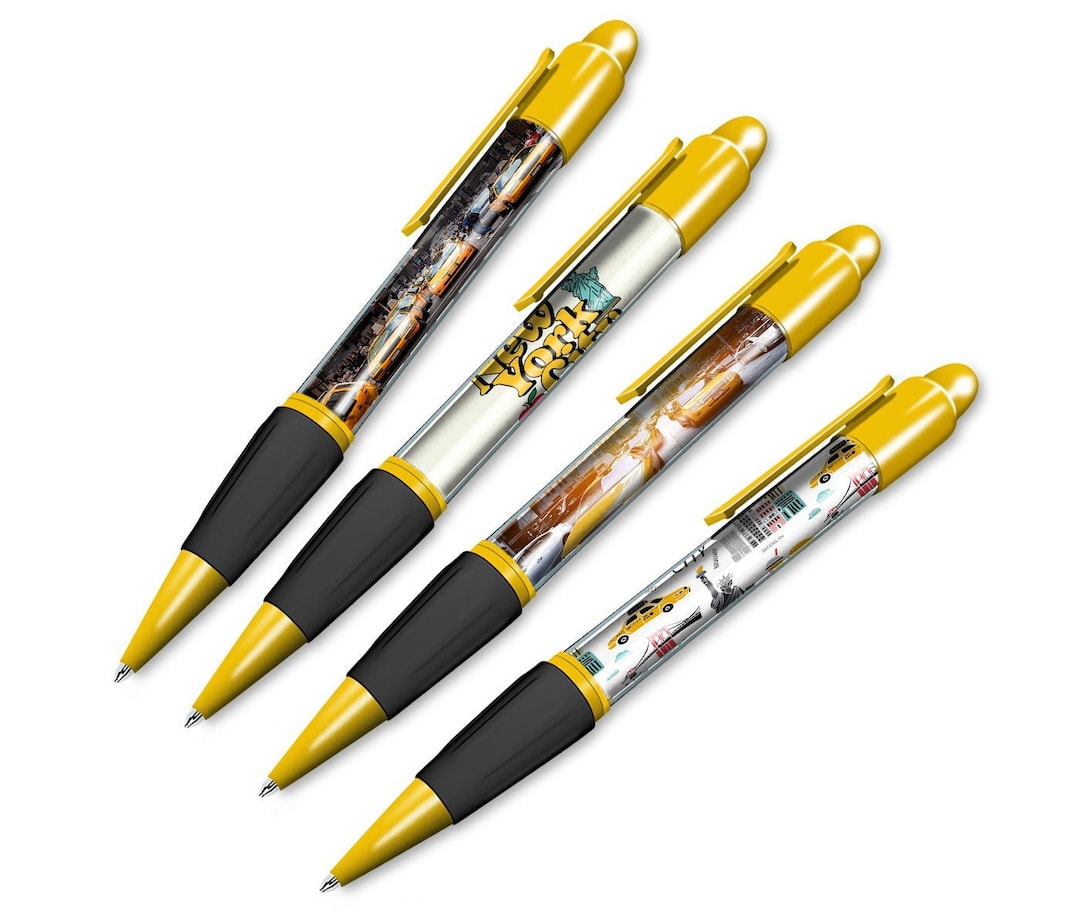 Set of 4 New York Yellow Ballpoint Pens Taxi City USA America NYC Flag ...