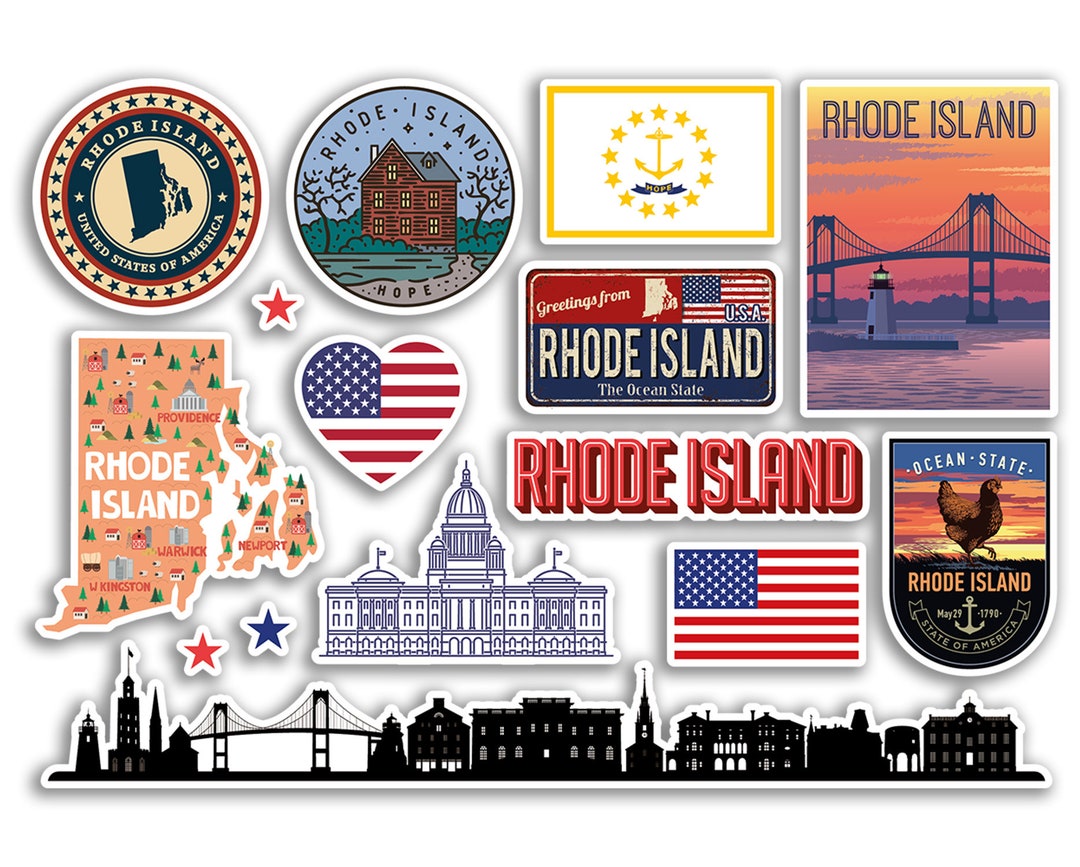 A5 Sticker Sheet Rhode Island Landmarks Vinyl Stickers America States ...