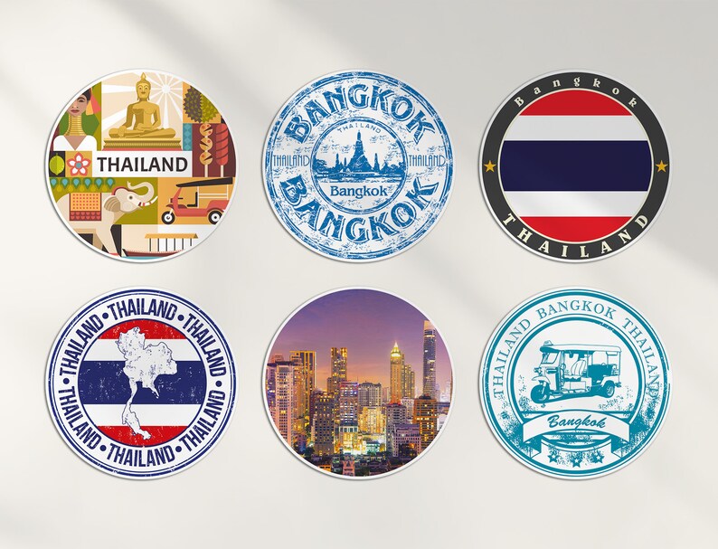 6 X 10cm Thailand Vinyl Stickers Thai Country City Travel - Etsy