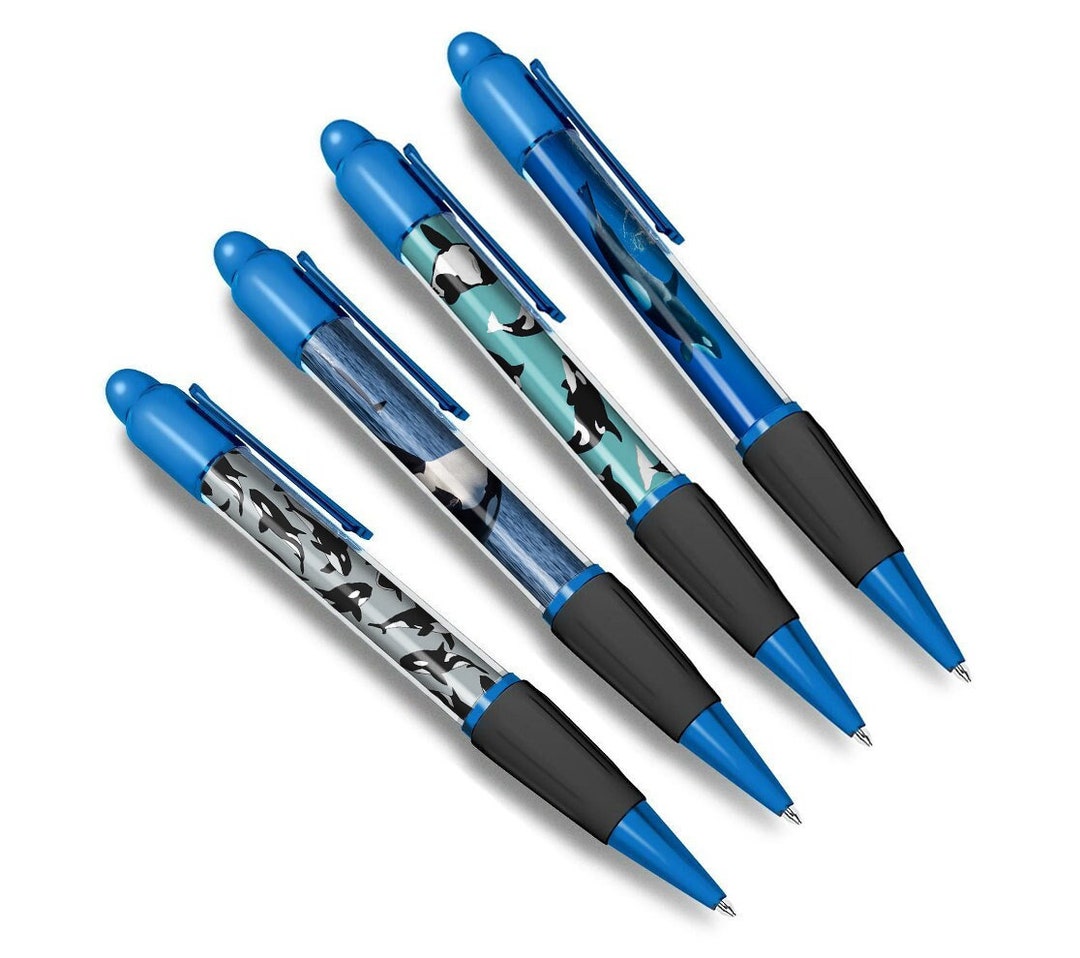 Set of 4 Orca Whale Blue Ballpoint Pens Animal Sea Creature Scuba ...