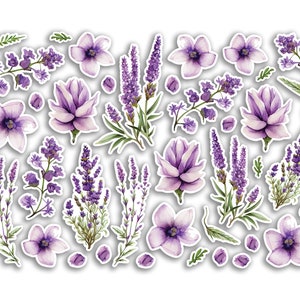 A4 Sticker Sheet Lavender Vinyl Stickers - Purple Floral Flowers ...
