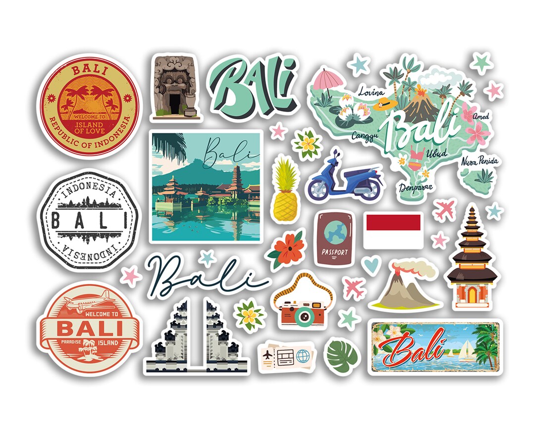 A5 Sticker Sheet Bali Landmarks Vinyl Stickers Indonesia Beach Sea ...