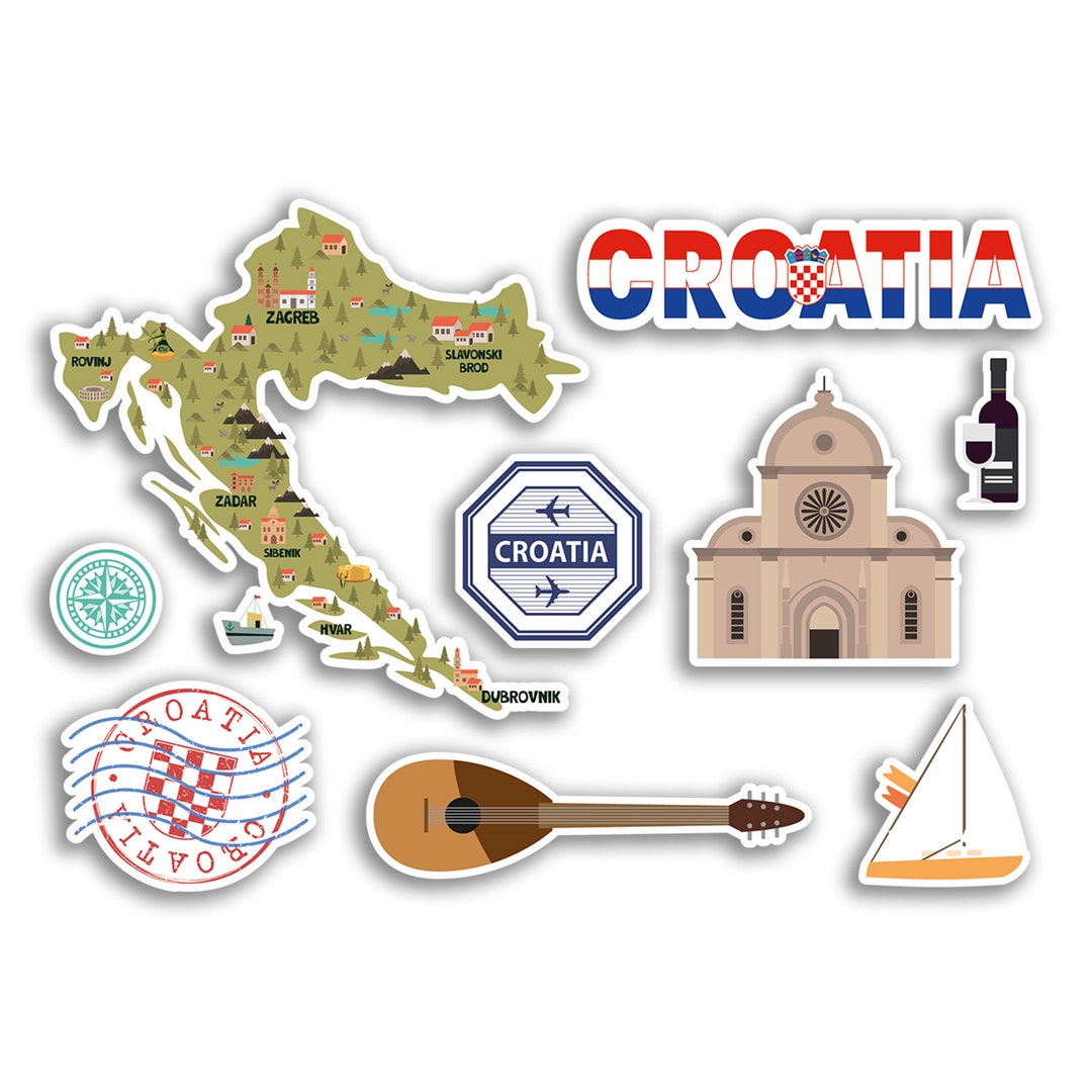 A5 Sticker Sheet Croatia Landmarks Vinyl Stickers - Croatian Country ...