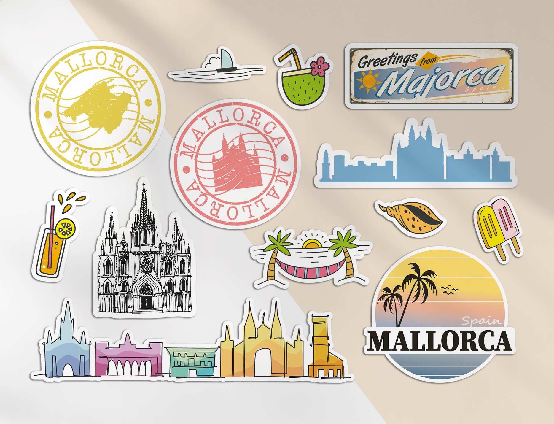 A5 Sticker Sheet Mallorca Landmarks Vinyl Stickers - Majorca Spain ...