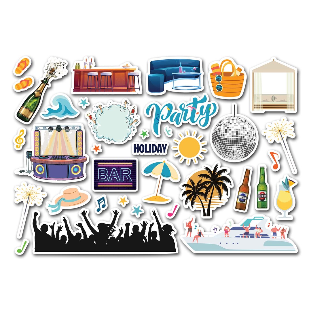 A5 Sticker Sheet Party Holiday Vinyl Stickers - Clubbing Nightlife ...