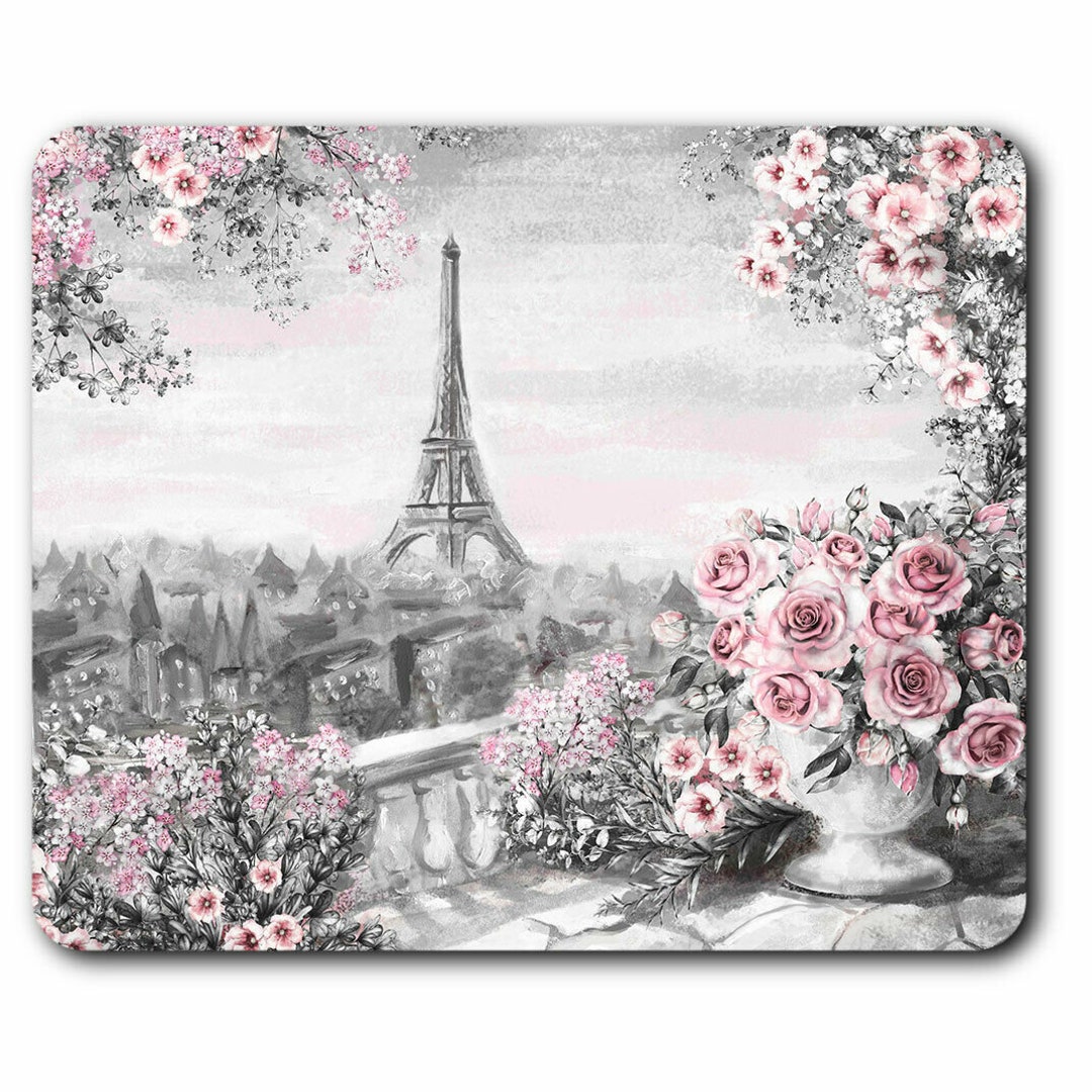 1 X Eiffel Tower Mouse Mat - Paris France Roses Travel Desk Accessories ...