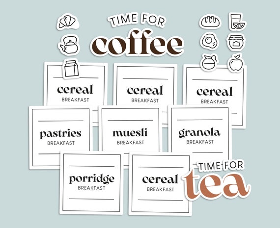 Modern Breakfast Labels Vinyl Stickers Pantry Kitchen Home | Etsy UK