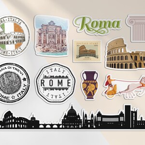 A5 Sticker Sheet Rome Landmarks Vinyl Stickers - Roma Italy Italian Art ...