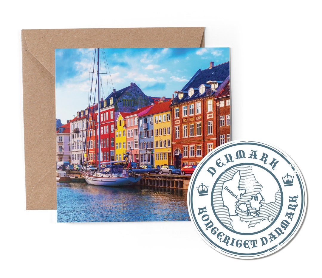 1 X Greeting Card & Vinyl Sticker Set Denmark Danish Copenhagen ...