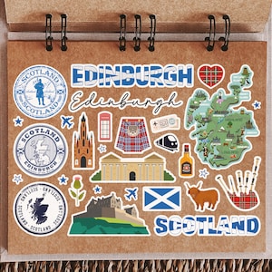 A5 Sticker Sheet Edinburgh Landmarks Vinyl Stickers - Scottish Scotland ...