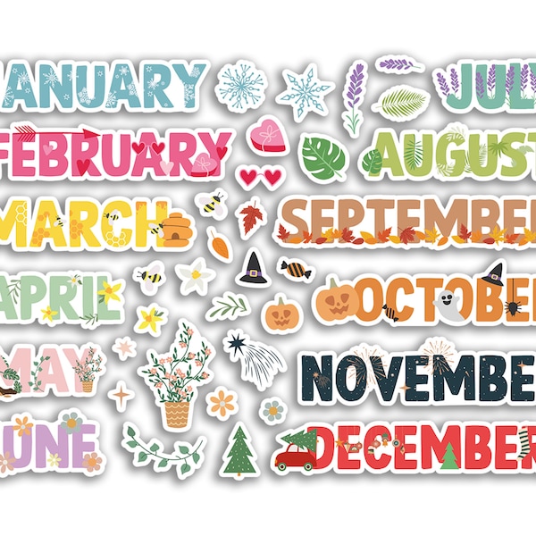 Pastel Month Stickers - Etsy