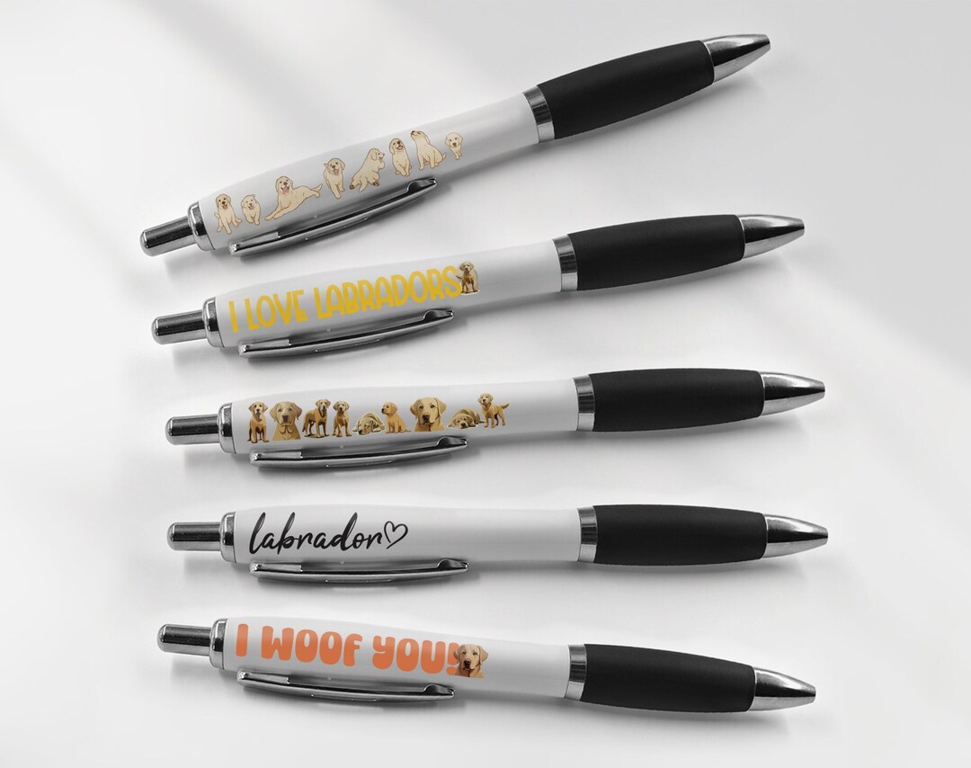 5 X Labrador Black Pens Golden Pets Dogs Puppy Funny Animal Stationary ...