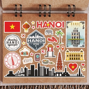 A5 Sticker Sheet Hanoi Landmarks Vinyl Stickers Vietnam Asia Beach ...