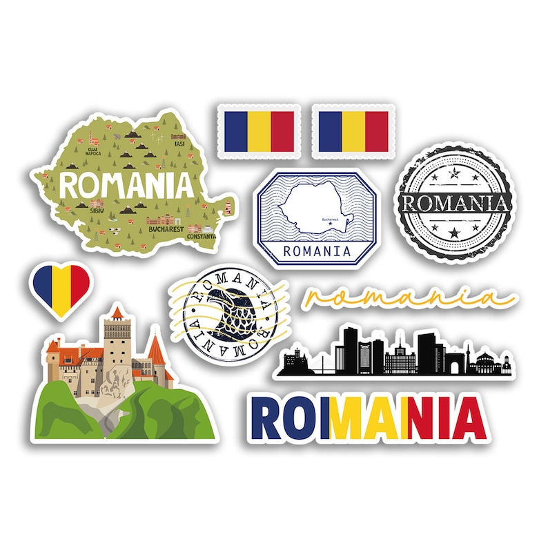 A5 Sticker Sheet Romania Landmarks Vinyl Stickers Romanian - Etsy