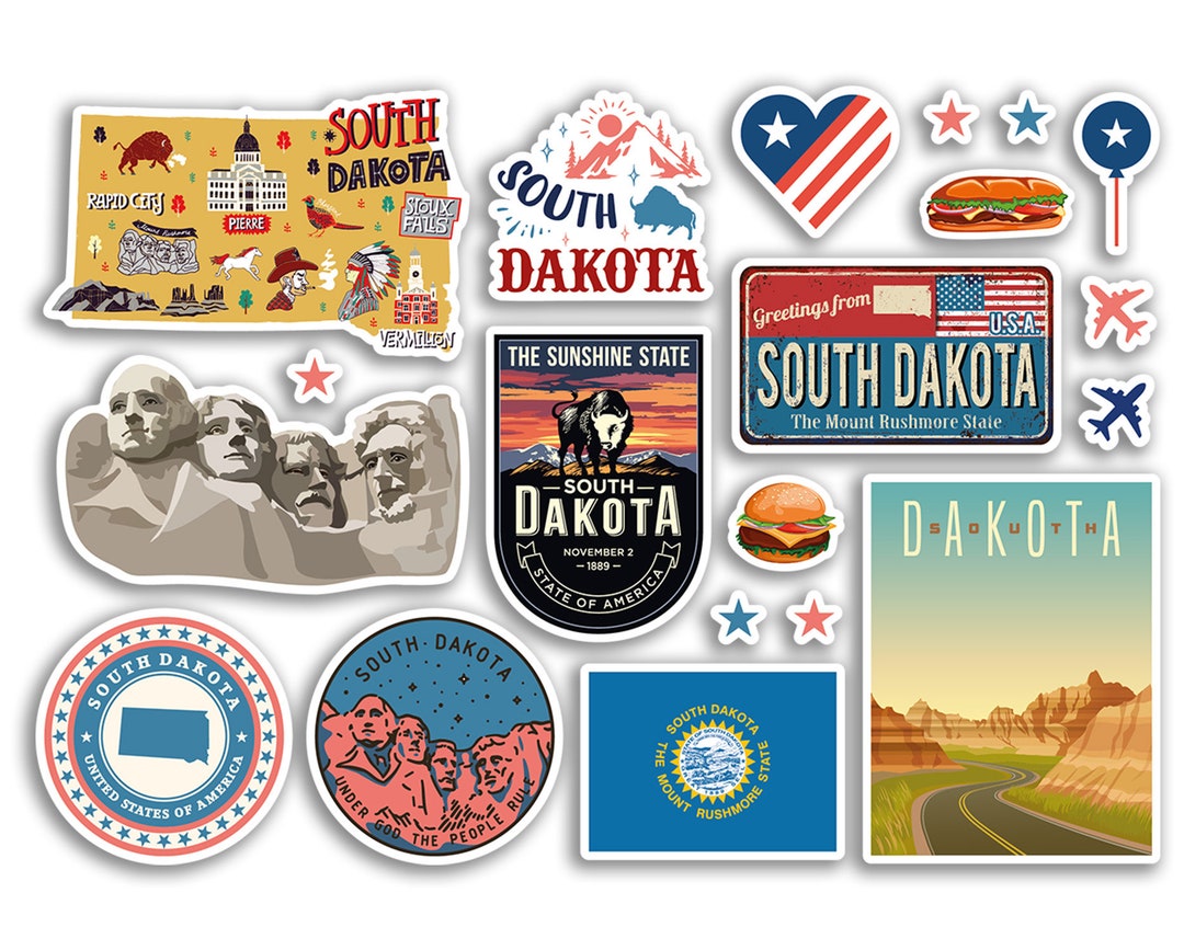 A5 Sticker Sheet South Dakota Landmarks Vinyl Stickers USA - Etsy